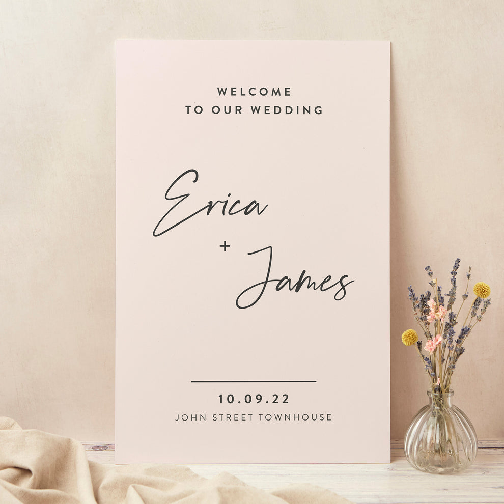 Minimal Script Wedding Welcome Sign – Loom Weddings