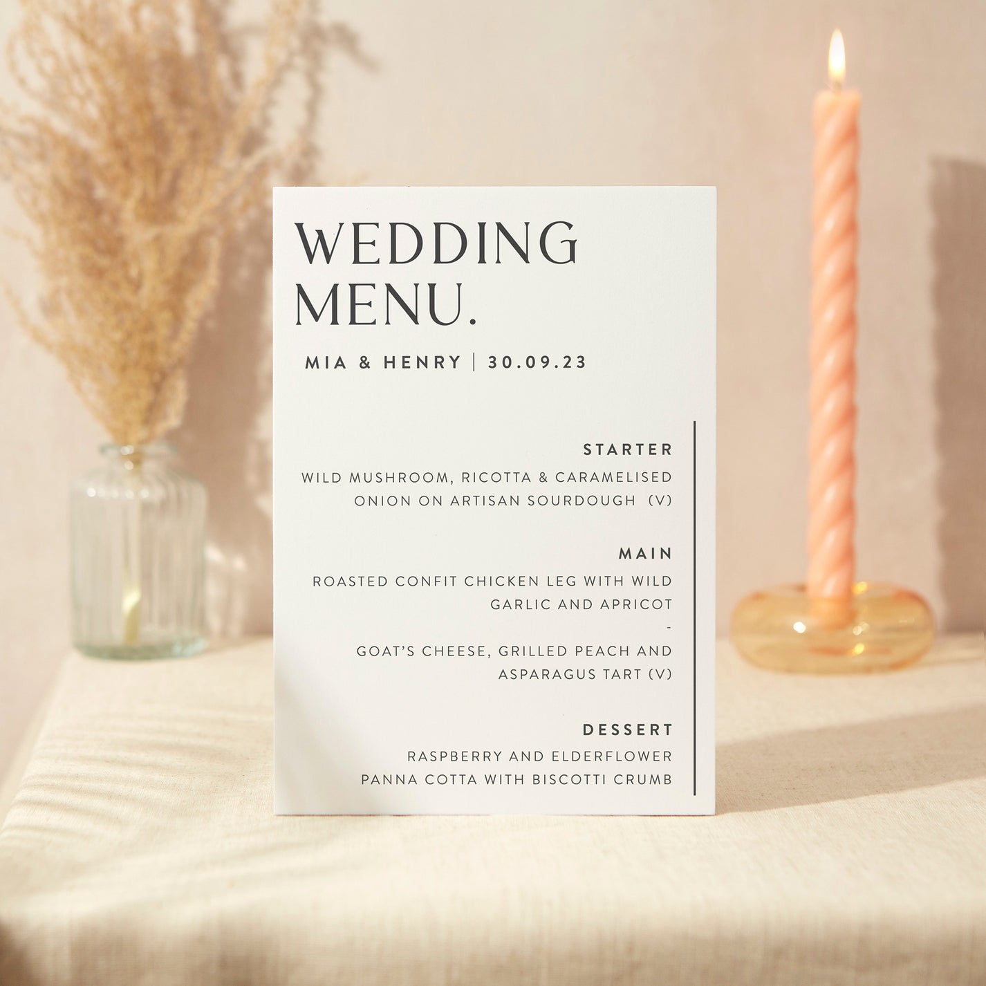 Wedding Menu Sign Wedding Sign A4 Sturdy Foamex Sign Minimal Layout ...