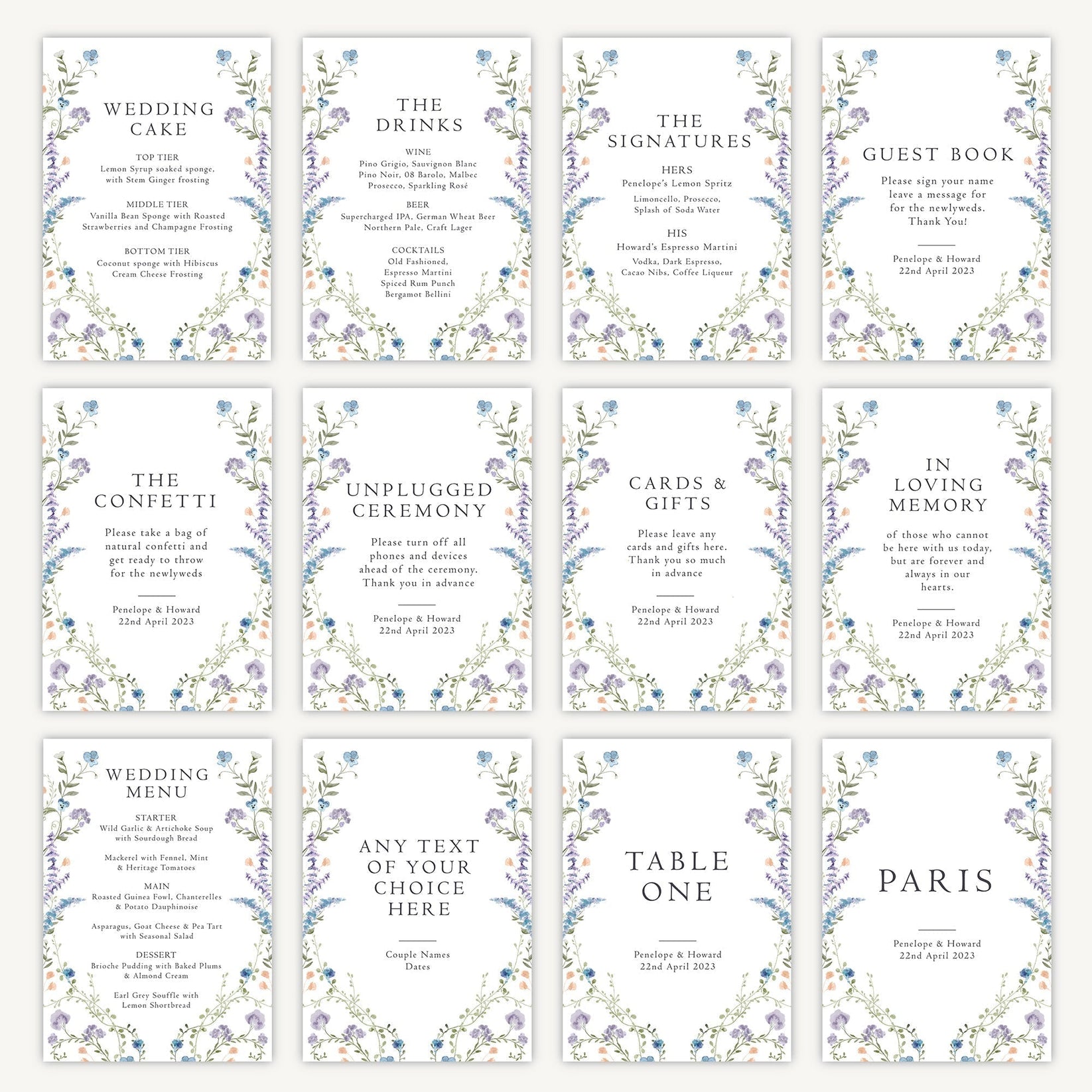 Table Name Sign Wedding Sign A4 Sturdy Foamex Sign Regency Floral ...