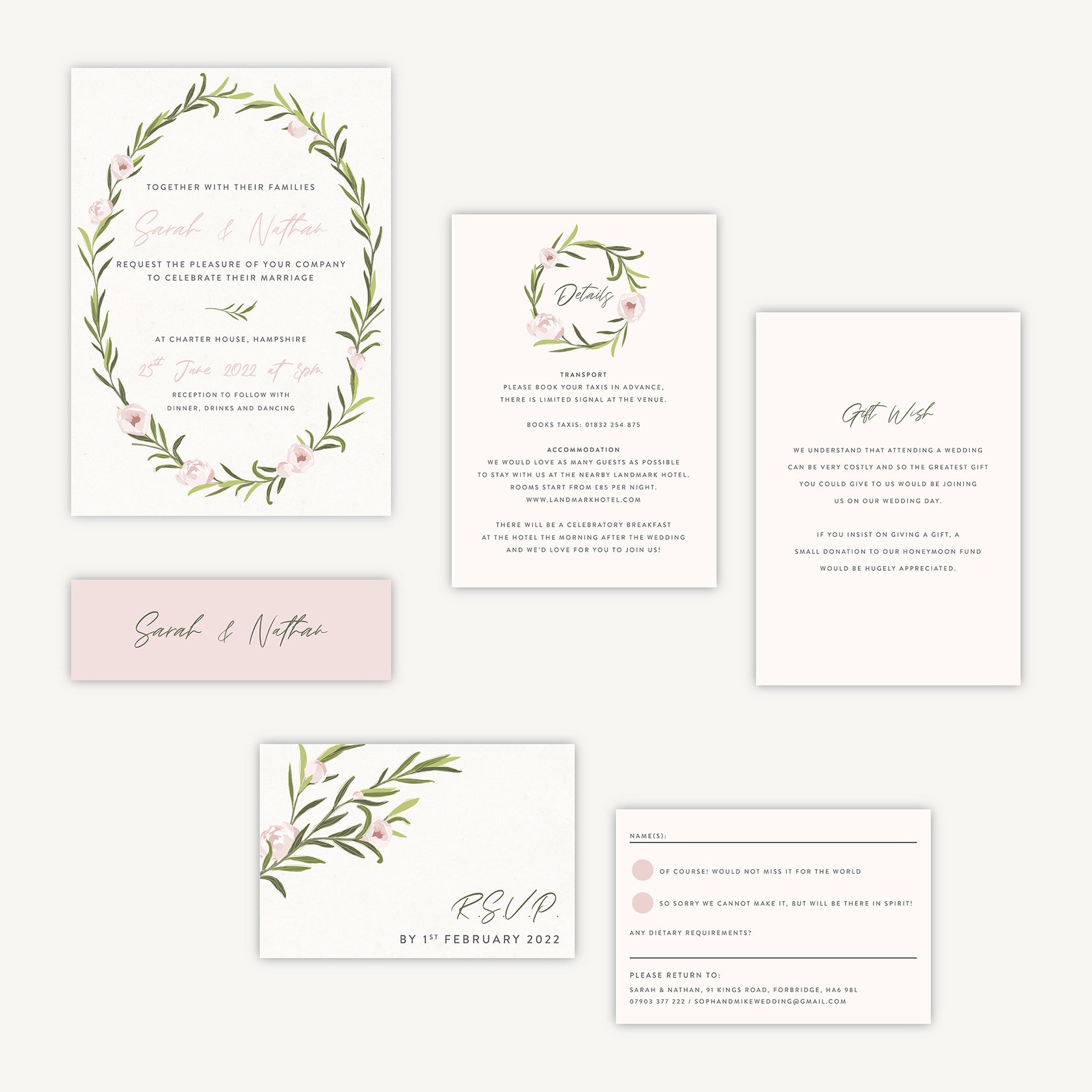 Blush Peony Wedding Invitation – Loom Weddings