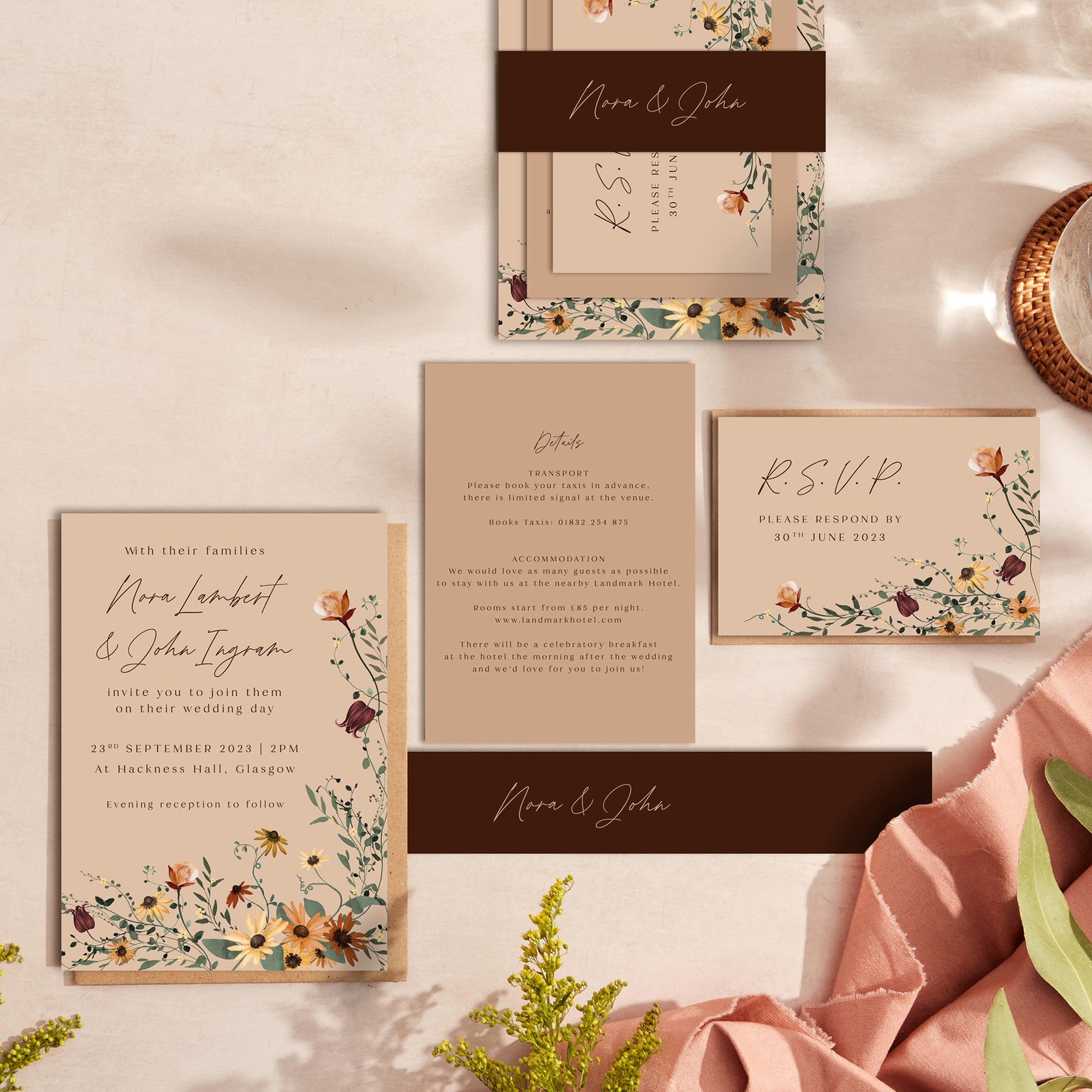 Autumn Wildflowers Wedding Invitation – Loom Weddings