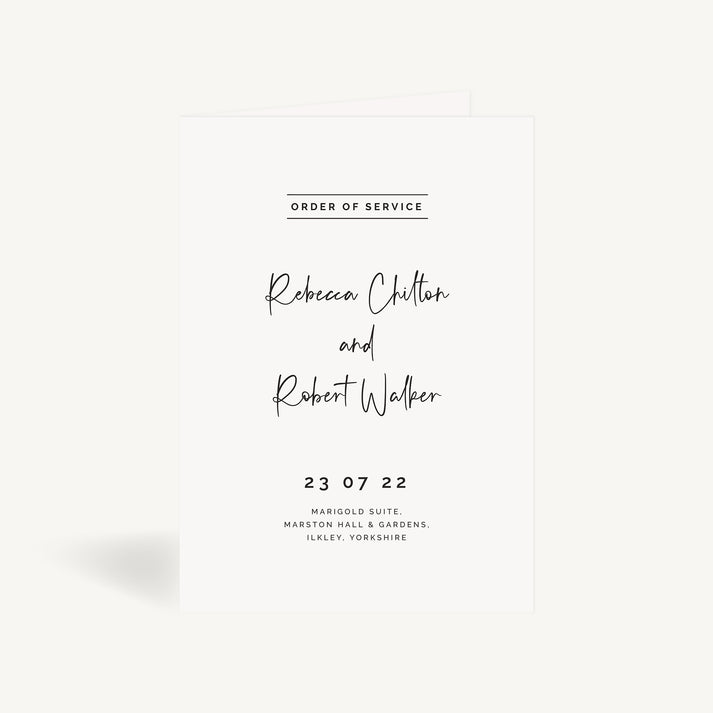 Modern Script Wedding Order of Service – Loom Weddings
