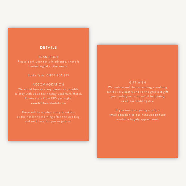 Painterly Colour Pop Wedding Invitation Details Card – Loom Weddings