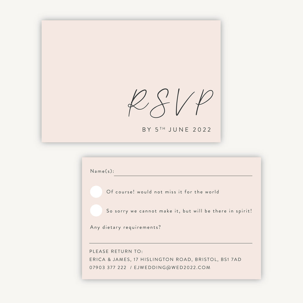 Minimal Script Wedding Invitation RSVP Card – Loom Weddings