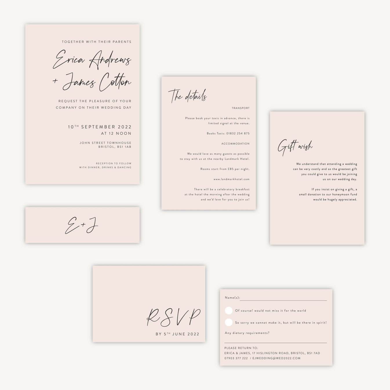 Minimal Script Wedding Invitation – Loom Weddings