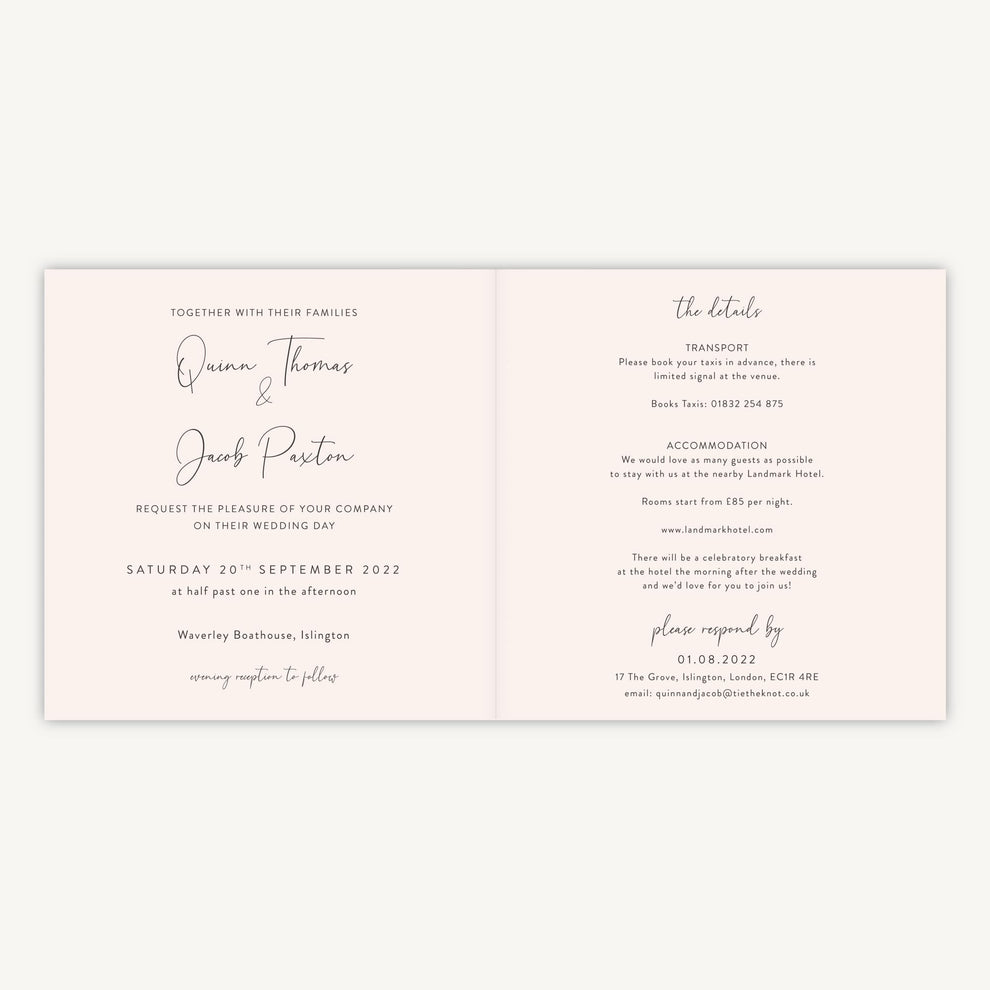 Romantic Script Folded Wedding Invitation – Loom Weddings