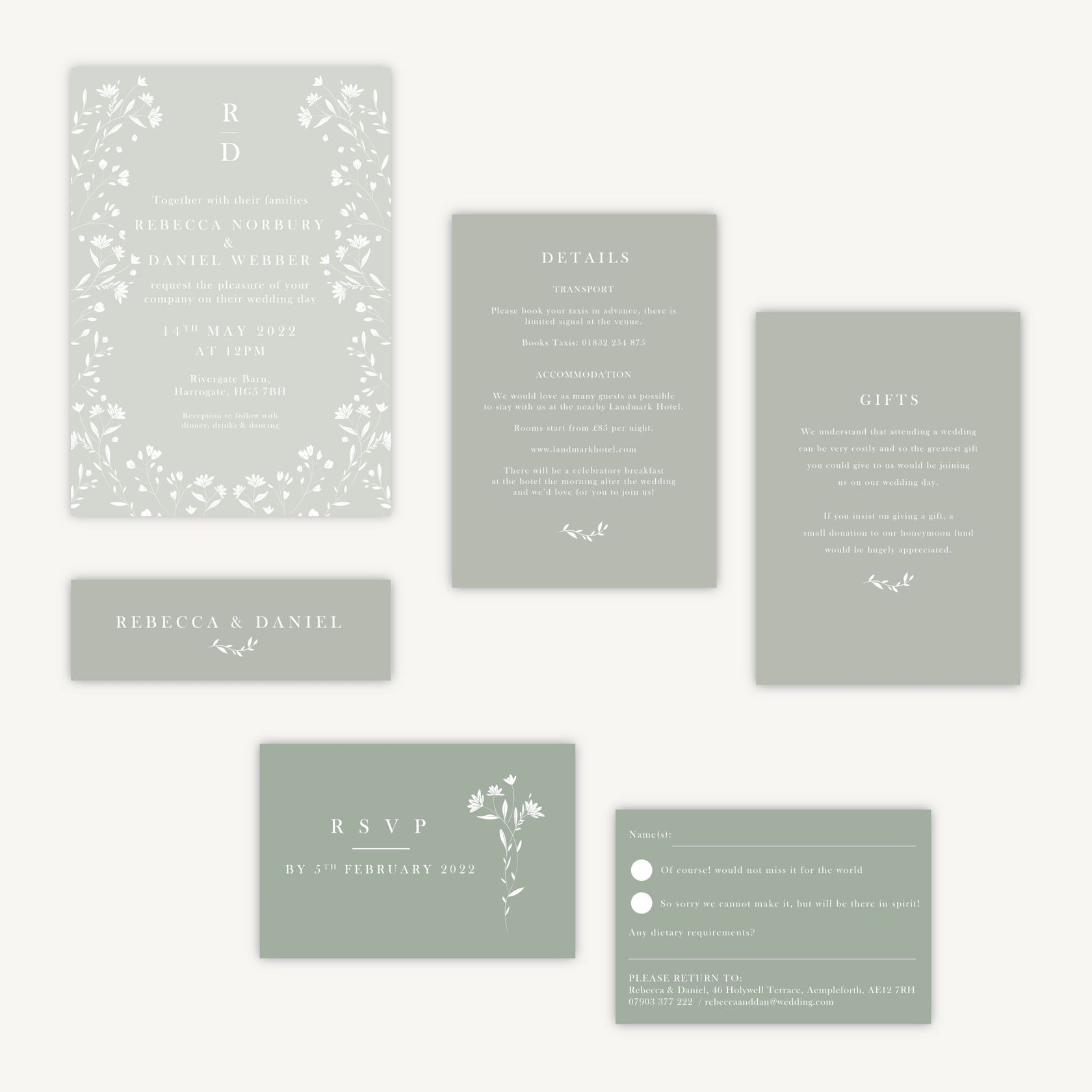 Sage Wildflower Wedding Invitation – Loom Weddings