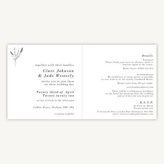 Simple Floral Folded Wedding Invitation – Loom Weddings