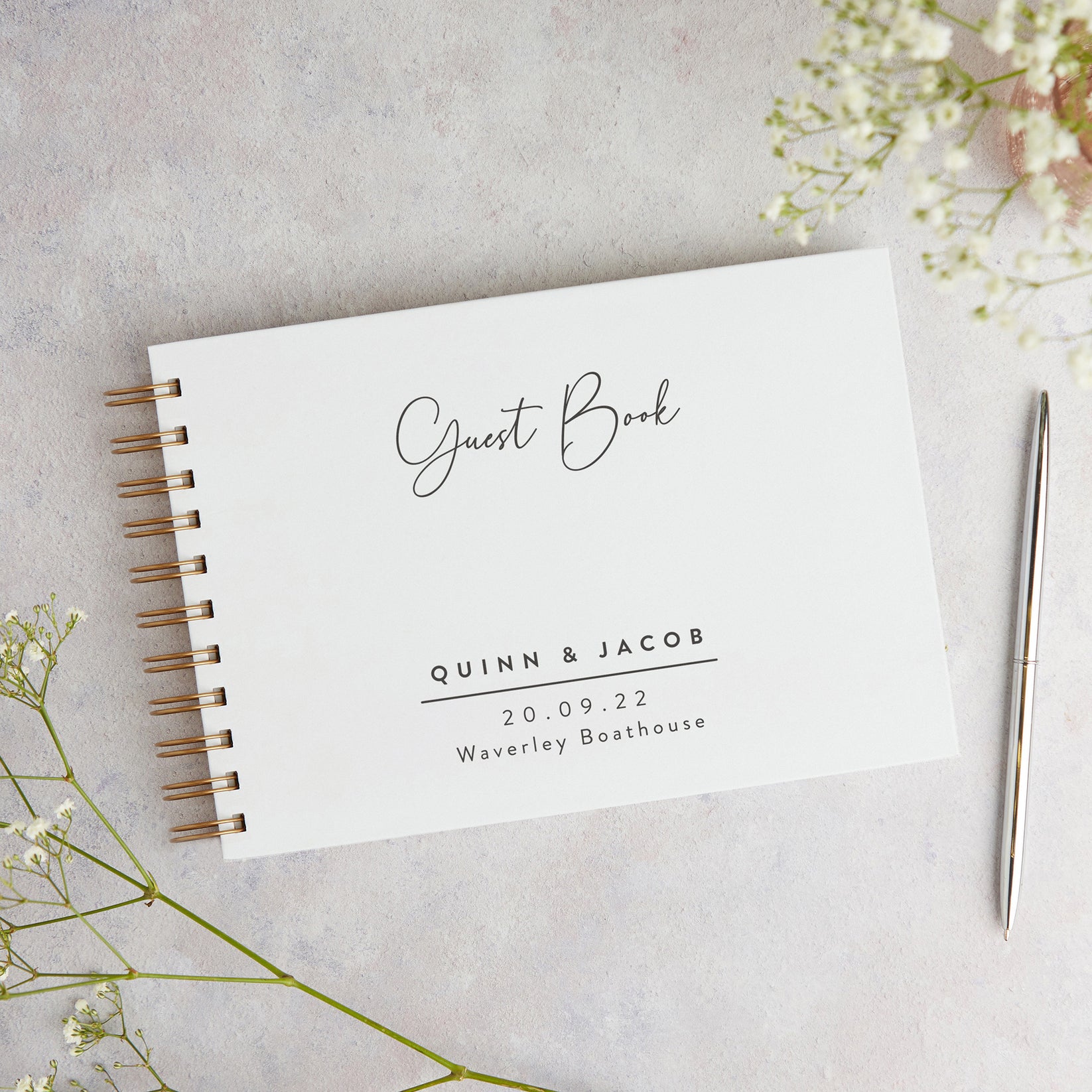 Romantic Script Personalised Wedding Guest Book – Loom Weddings