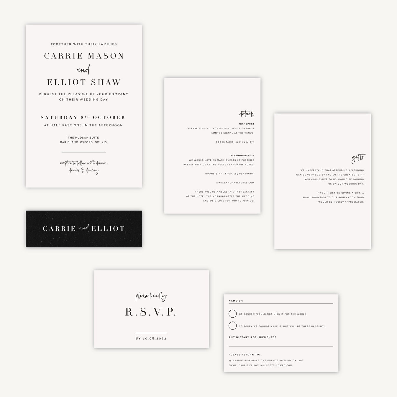 White Modern Script Wedding Invitation – Loom Weddings