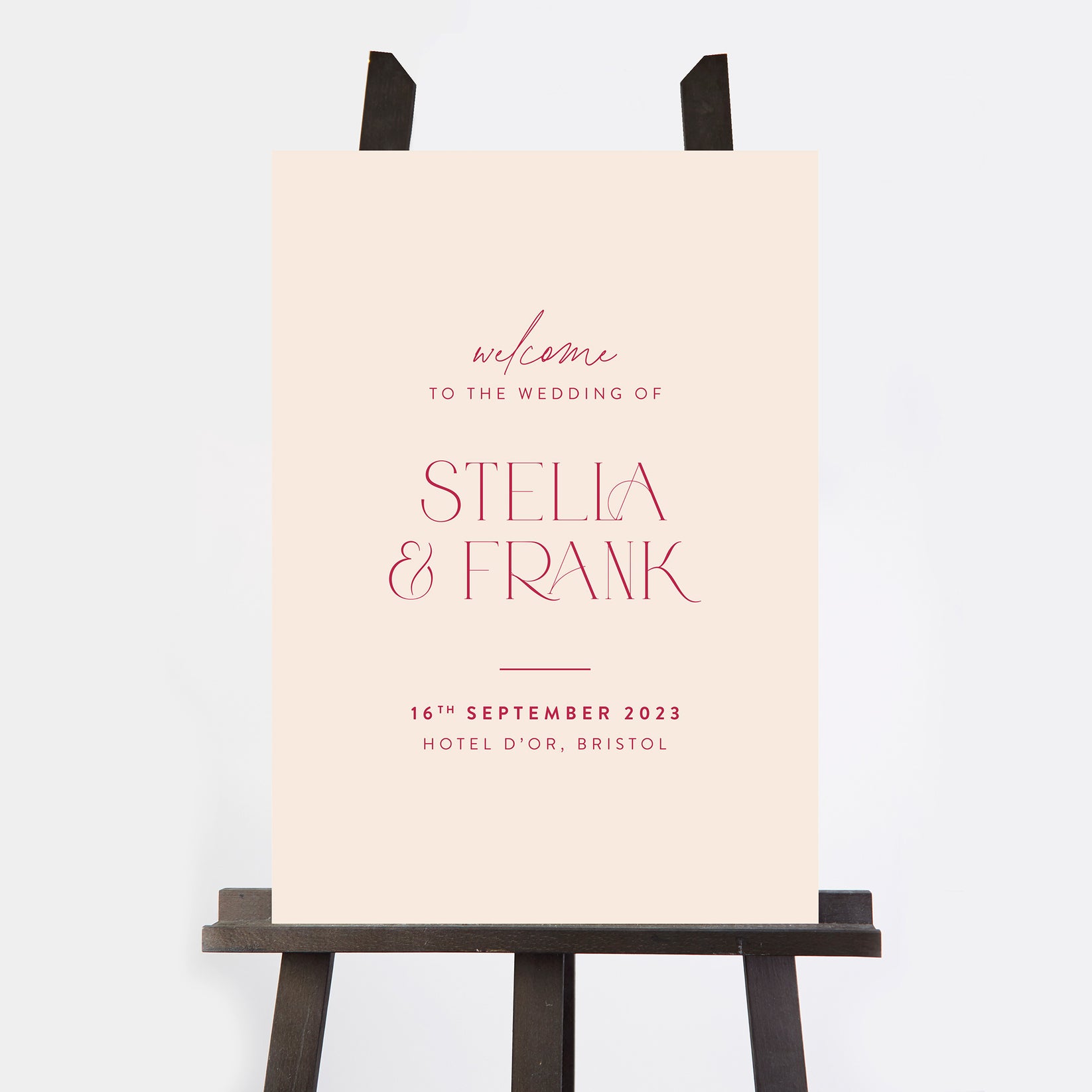 Magenta Modern Script Wedding Welcome Sign – Loom Weddings
