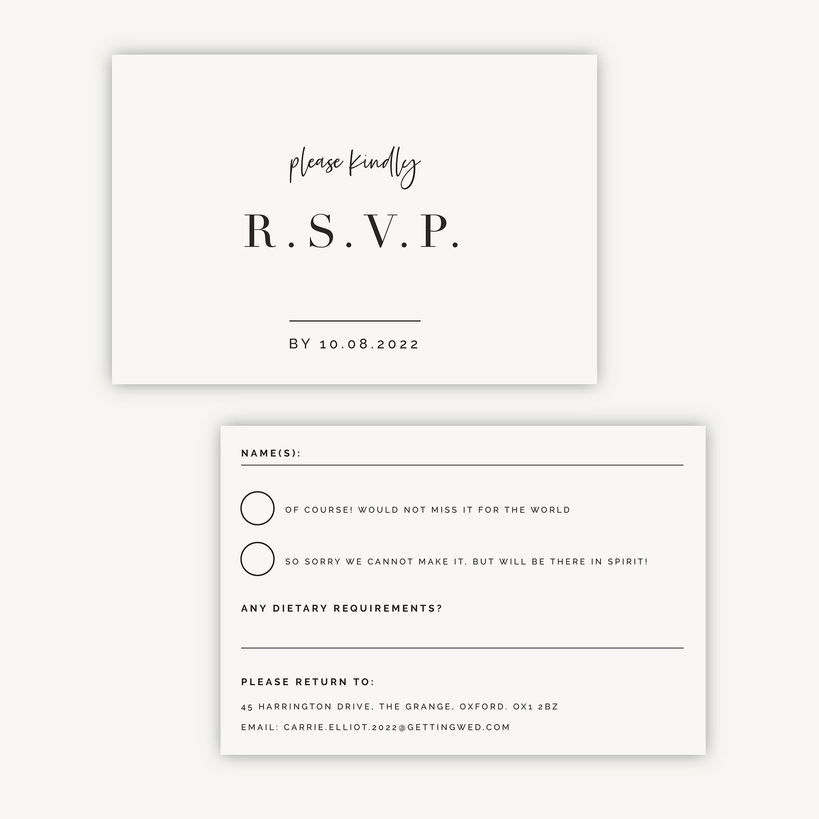 White Modern Script Wedding Invitation RSVP Card – Loom Weddings